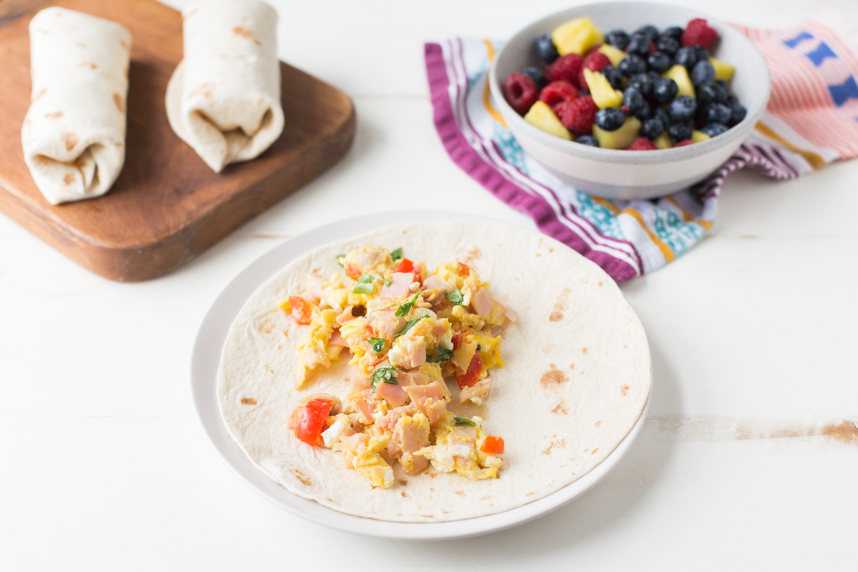Ham, Bell Pepper, and Feta Scramble Wrap | Cook Smarts