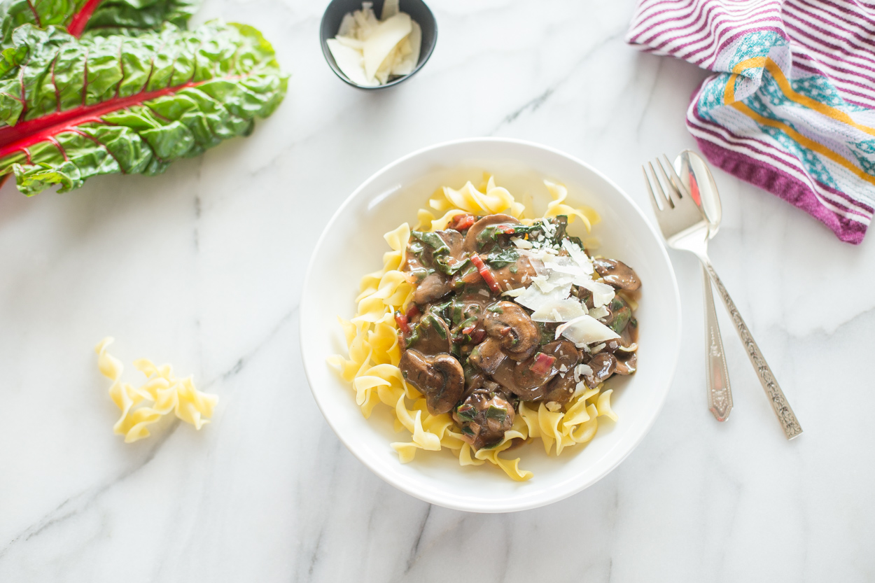 Creamy Chard and Mushroom Stroganoff | Cook Smarts