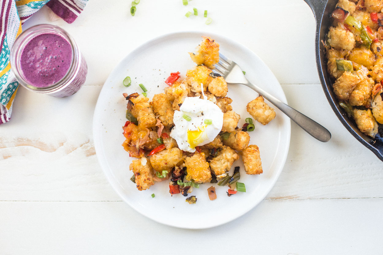 Skillet Denver Tots with Poached Egg | Cook Smarts