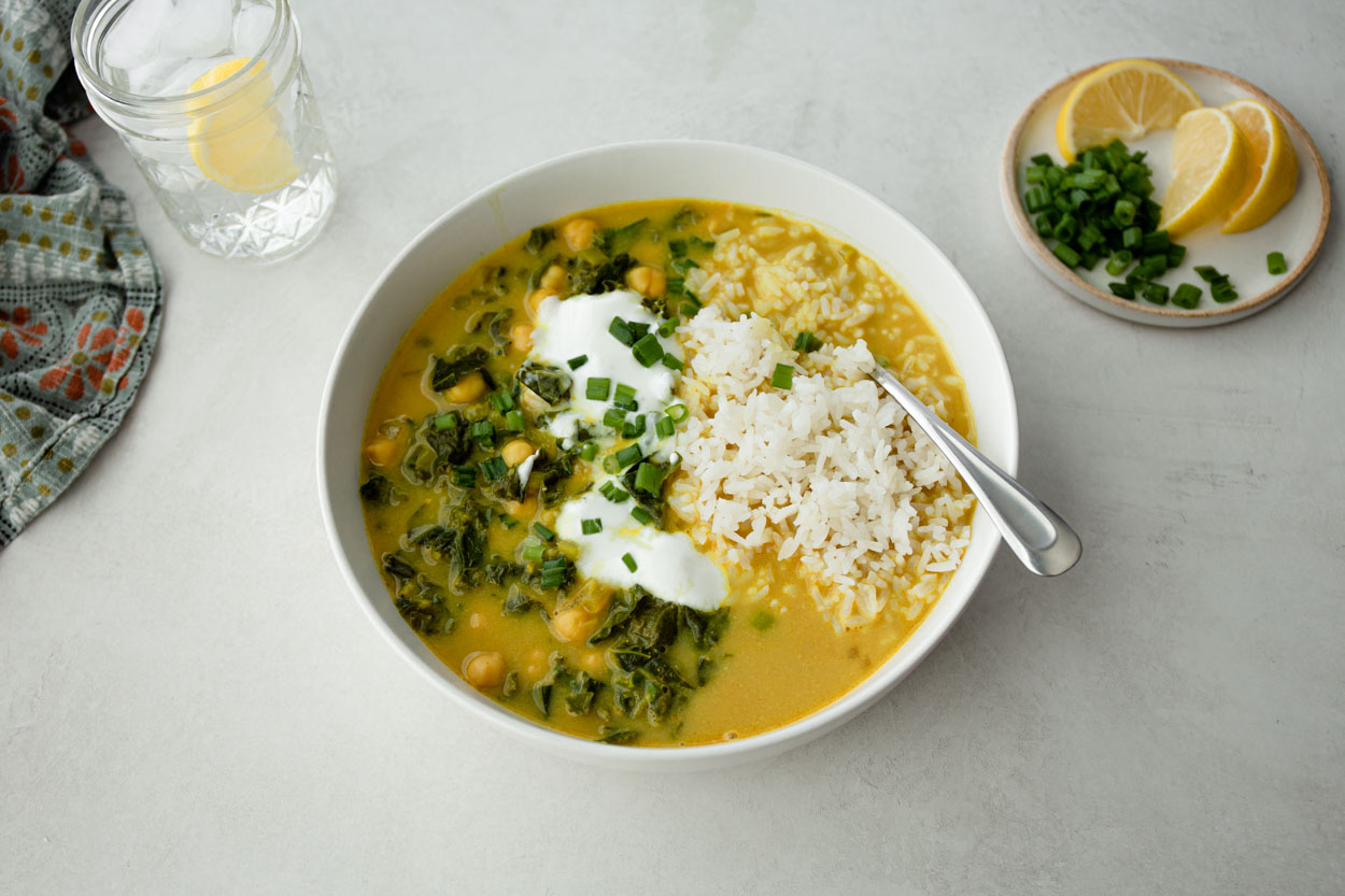Curried Coconut Chickpea Stew with Greens | Cook Smarts