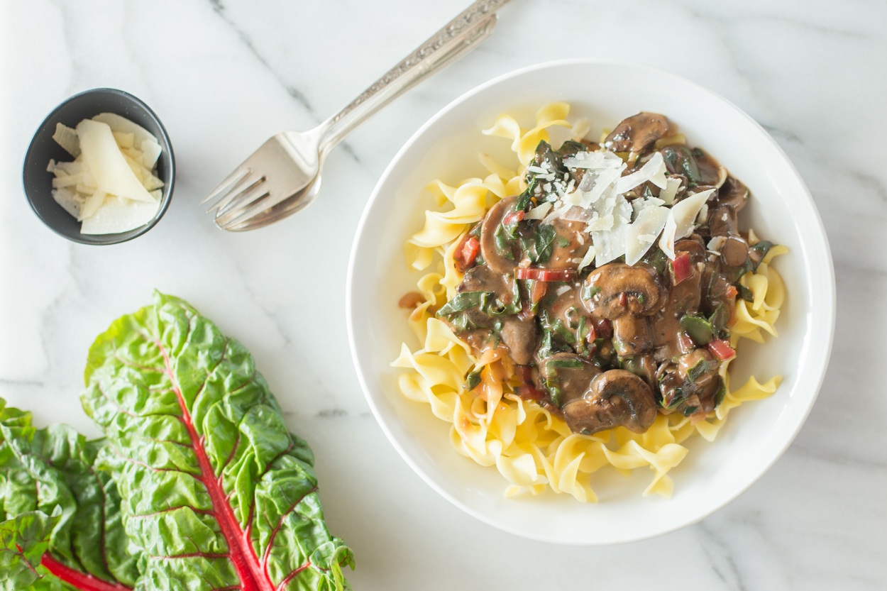 Creamy Chard and Mushroom Stroganoff | Cook Smarts
